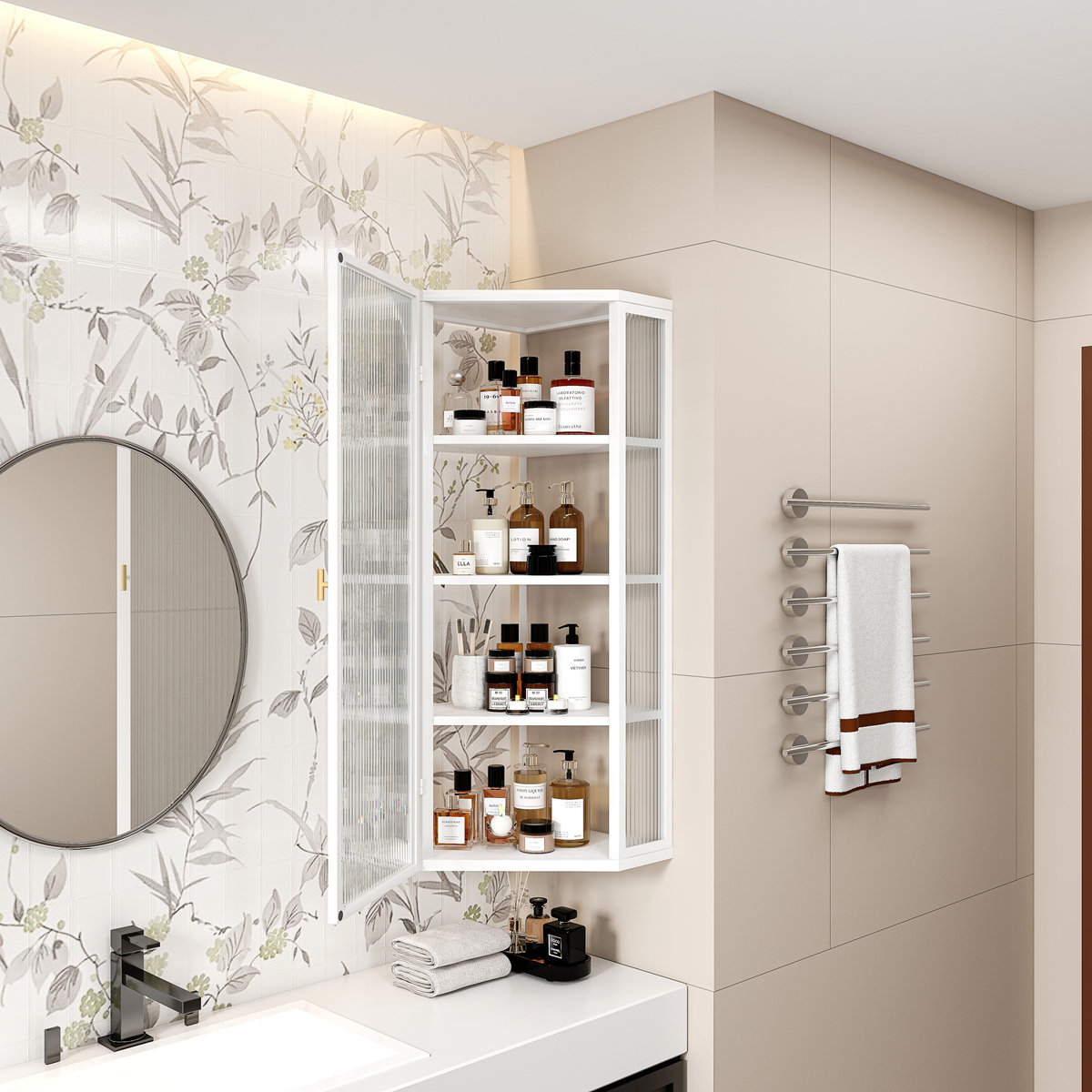 Bathroom wall cabinets with glass doors store